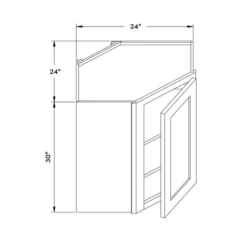 24”w X 30”h Wall Diagonal Corner Cabinet White Recessed Craft