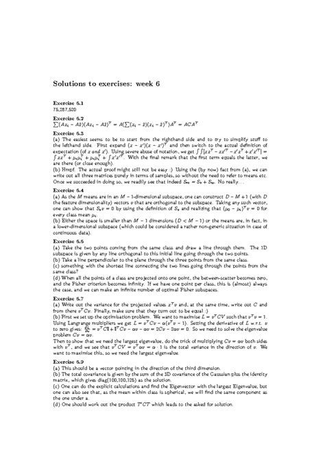 Exercises Solutions Week New Solutions To Exercises Week Exercise Exercise