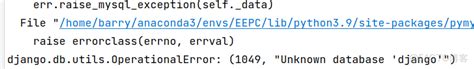 django db utils operationalerror 1049 “unknown database ‘django