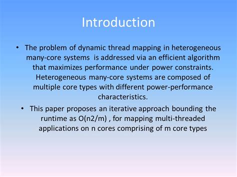 dynamic thread mapping for high performance power efficient