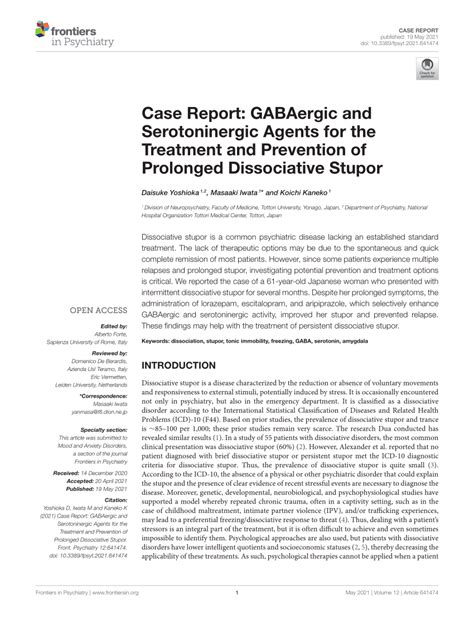 Pdf Case Report Gabaergic And Serotoninergic Agents For The