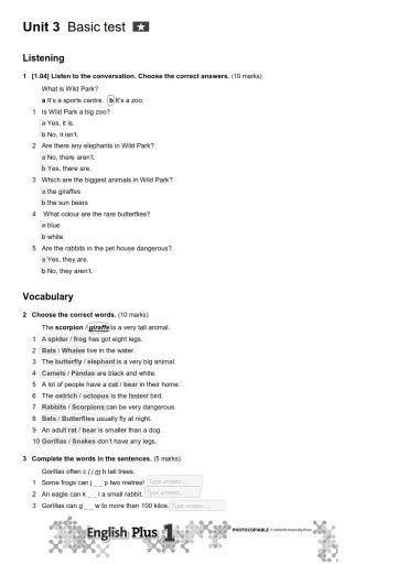 Unit 3 Basic Test Interactive Worksheet Edform