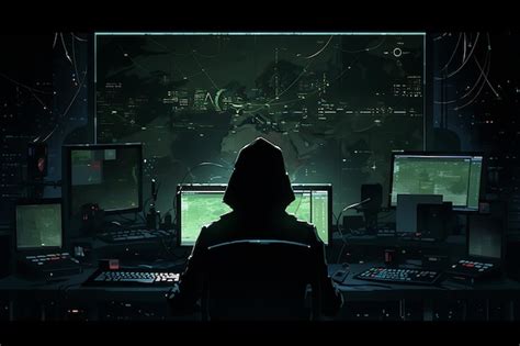 Premium Photo Hacker Sitting At The Computer Cyber Security And Antispyware Concept Ai Generated