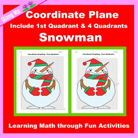 Christmas Coordinate Plane Graphing Picture Snowman Ii Classful