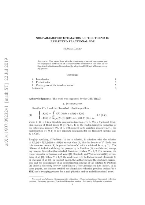 Nonparametric Estimation Of The Trend In Reflected Fractional Sde Deepai