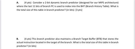 Solved A Pts Consider A Bit Dynamic Branch Predictor Chegg