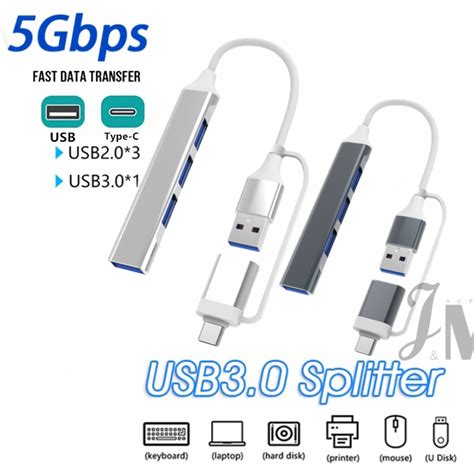 Type C Usb Hub High Speed Splitter Usb Port Multi Splitter Adapter Otg For Laptop Computer