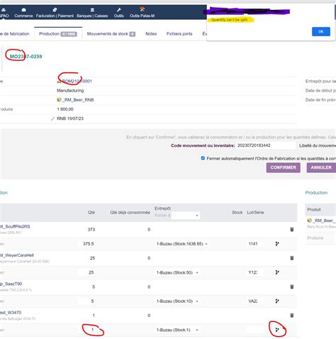 Manufacturing Order And Lot Number I Cant Split A Line When The