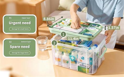 Neocuppixe 2 Pack Clear Medicine Organizer Storage Box With