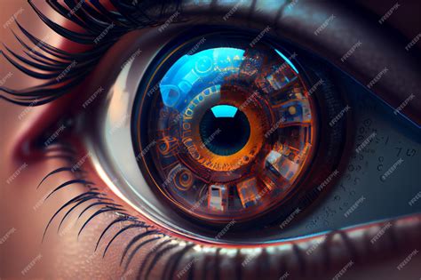 premium photo modern and bionic digital brown eyes conception
