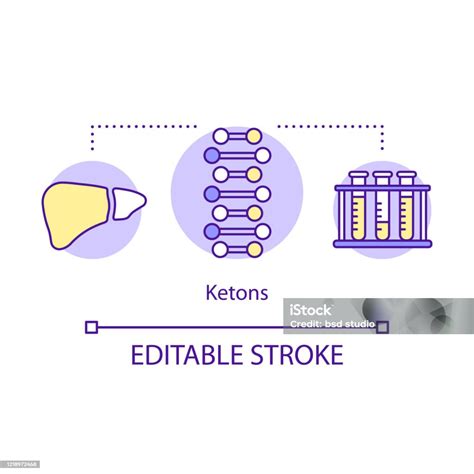 Ketons 개념 아이콘입니다 케토 다이어트 아이디어 얇은 라인 일러스트 케톤 테스트 분자 신진 대사 건강한 라이프 스타일 케톤산증 케톤증 헬스케어 벡터 절연 윤곽선 도면