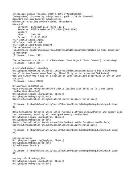 Player Scripted Object Probably From Unity Engien Pdf Logging