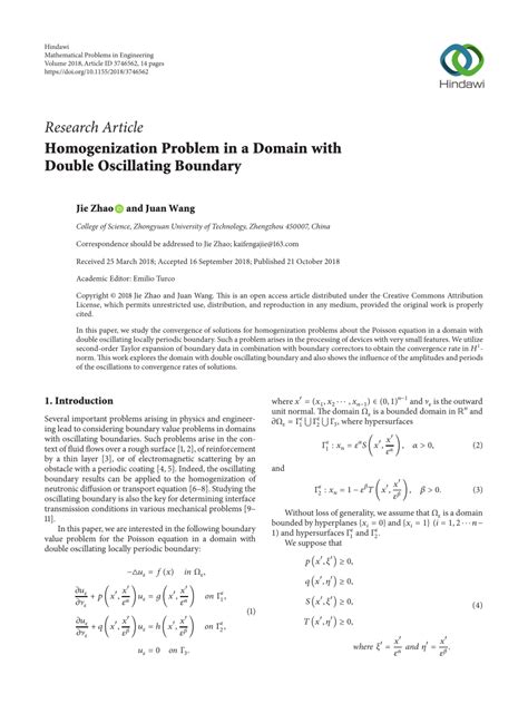 Pdf Homogenization Problem In A Domain With Double Oscillating Boundary