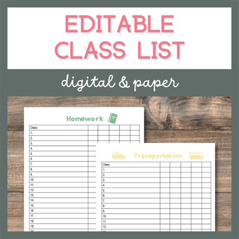 Editable Class List Templates