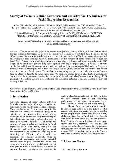 Pdf Survey Of Various Feature Extraction And Classification