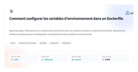 Comment Configurer Les Variables Denvironnement Dans Un Dockerfile Labex
