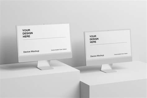 Premium Psd 3d Computer Mockup With Minimal Background And Editable Background And Object Color