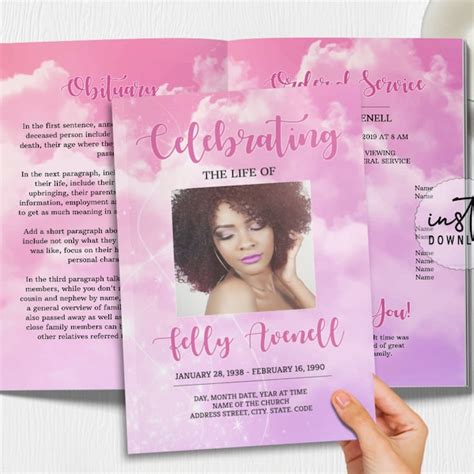 Obituary Template Etsy