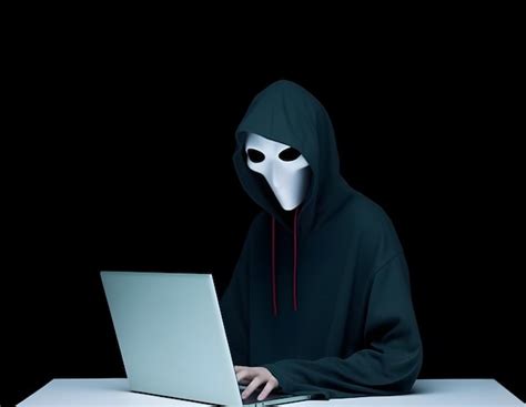 Premium Ai Image Anonymous Hacker With Laptop Concept Of Hacking Cybersecurity Cybercrime