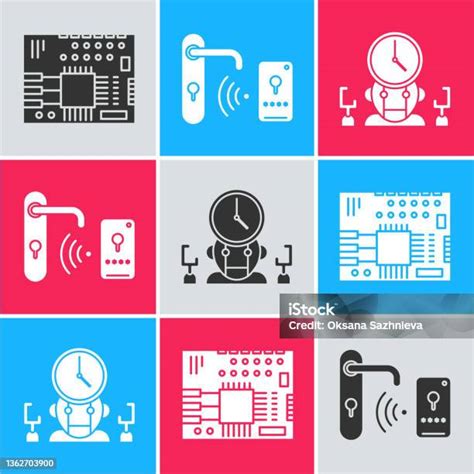 잠금 해제 및 로봇 및 디지털 시간 관리자 아이콘을 위한 무선 기술이 탑재된 디지털 도어 잠금 장치인 인쇄 회로 기판 Pcb를