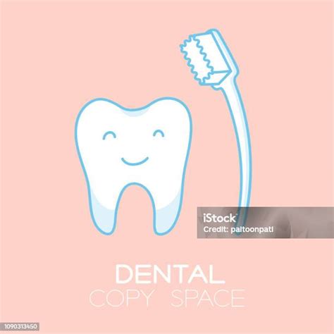 치아와 칫 솔 만화 파스텔 베이비 핑크 컬러 배경 치과 복사 공간에 고립 된 그림 귀여운에 대한 스톡 벡터 아트 및 기타 이미지 귀여운 벡터 뿌리 Istock