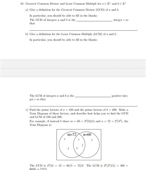 Solved 10 Greatest Common Divisor And Least Common Multiple