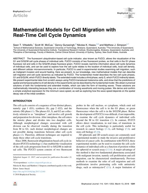 Pdf Mathematical Models For Cell Migration With Real Time Cell Cycle Dynamics