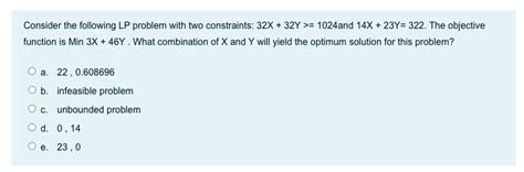 Solved Consider The Following Lp Problem With Two