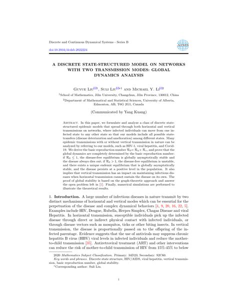 pdf a discrete state structured model on networks with two