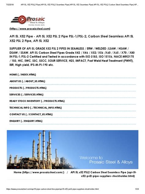 Api 5l X52 Psl2 Seamless Pdf Pipe Fluid Conveyance Strength Of Materials