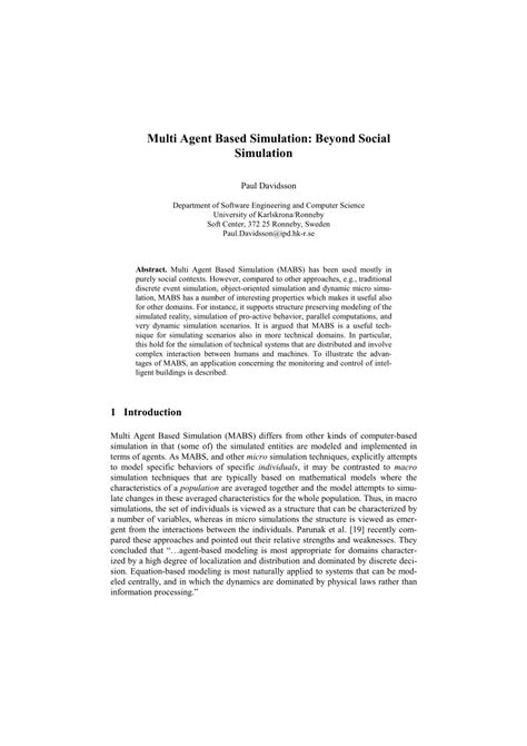 pdf multi agent based simulation beyond social simulation