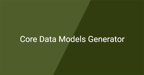 Core Data Models Generator Apphelpr