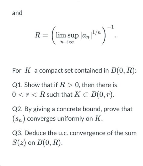 Solved Let An∈c For Each N∈n0 From Second Year You Know