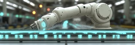 Industrial Robotic Arm Working In High Tech Assembly Line Stock