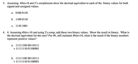 Assuming Bits And S Complement Show The Chegg