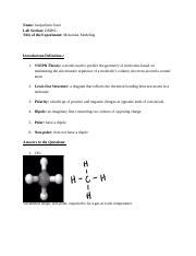 Understanding Molecular Modeling And VSEPR Theory For Molecules Course Hero