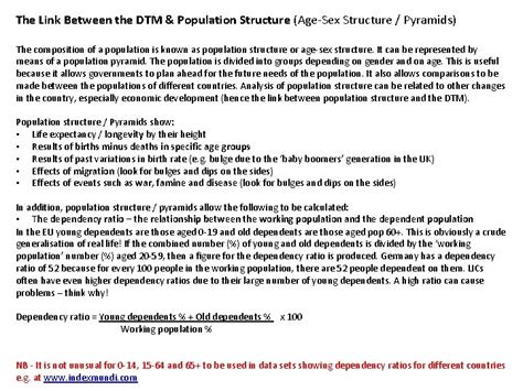 The Link Between The Dtm Population Structure Agesex