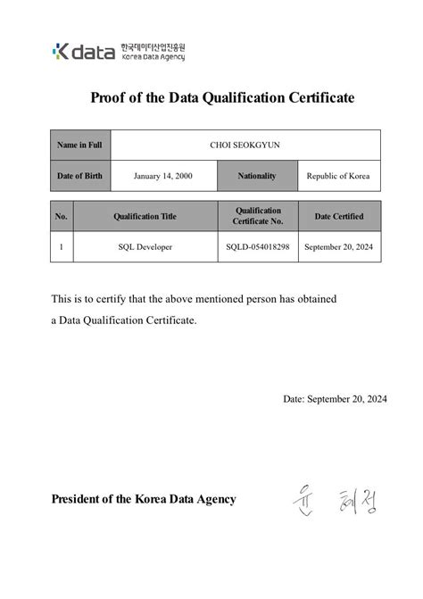 Seokgyun Choi On Linkedin Finally My Sql Developer Certificate Was