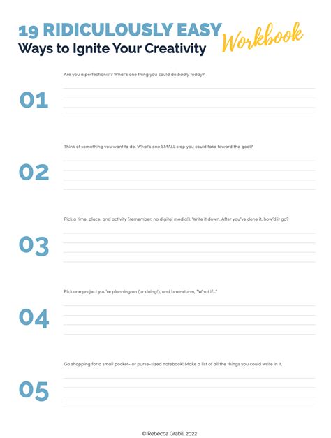 19 Ways To Ignite Your Creativity Workbook — Rebecca Grabill