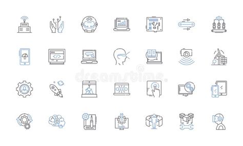 Cyber Computing Line Icons Collection Cybersecurity Encryption
