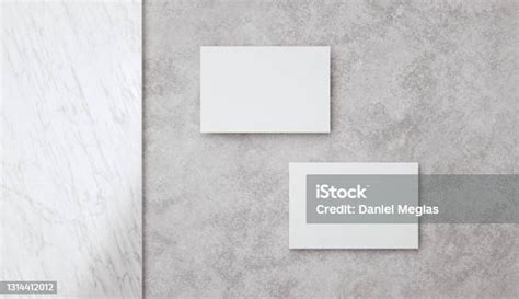 3d 일러스트레이션 두 개의 빈 흰색 명함 모형 브랜딩 Id를 위한 템플릿 디자인입니다 0명에 대한 스톡 사진 및 기타 이미지 Istock
