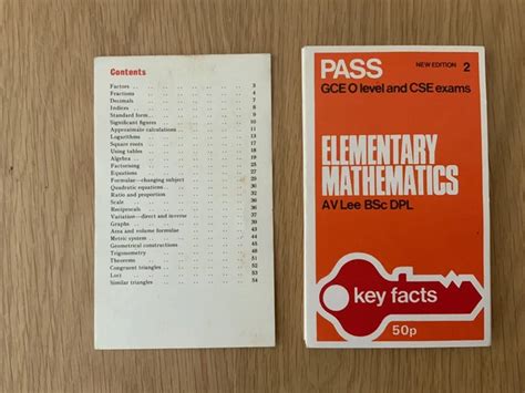 Key Facts Elementary Mathematics Gce O Level And Cse Pass Cards Av Lee
