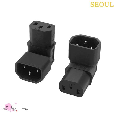 SEOUL Power Adapter C14 C13 Male To Female 10A 3Pin Corner Plug Conversion Socket 90 Angled Bend