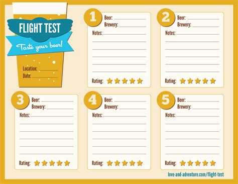 Beer Tasting Notes Template Printable Word Searches