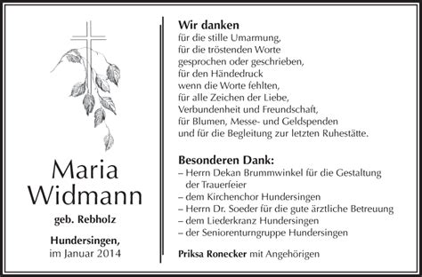 Traueranzeigen Von Maria Widmann Schwaebische De Trauerportal
