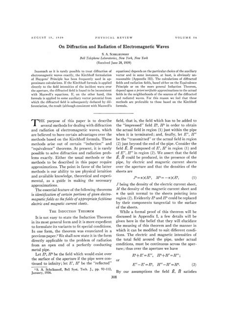 On Diffraction And Radiation Of Electromagnetic Waves Pdf