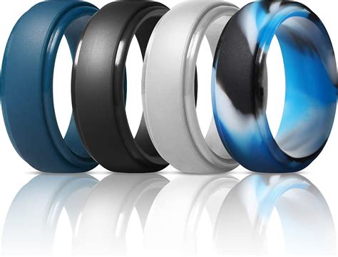 Thunderfit Silicone Ring Men Step Edge Rubber Wedding Band 10mm Wide