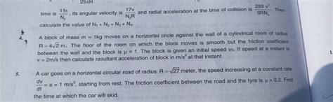Time Is N2 11π Its Angular Velocity Is N3 R17v And Radial Acceleration