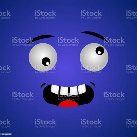 만화 얼굴 표정 입과 눈을 가진 가와이 만화 낙서 캐릭터 미친 얼굴 감정 푸른 배경에 고립 된 만화 아바타 감정이 제곱됩니다 플랫 디자인 감정에 대한 스톡 벡터 아트 및