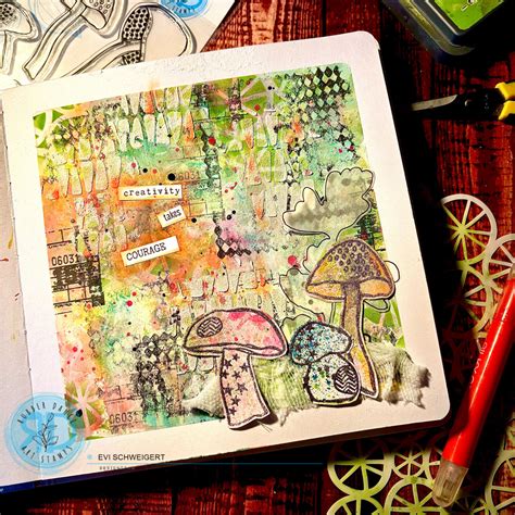 Art Journal Tutorial With Textured Mushrooms 2 Rubber Dance Art